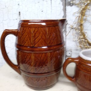 Pitcher / Pitcher and Mug / Matching Stoneware- Pottery Vintage Barrel ...