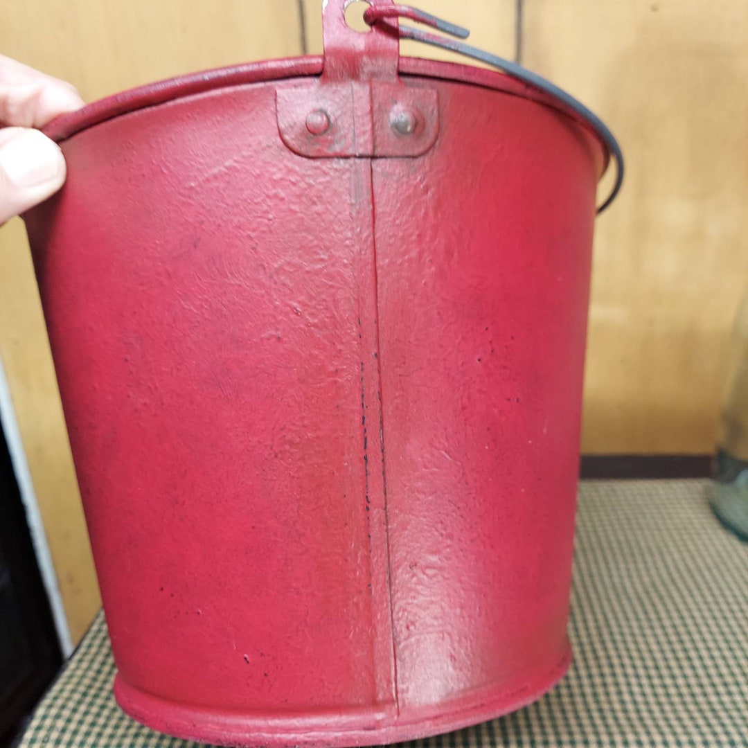 Galvanized Metal Bucket / Galvanized Red Bucket / Painted Red Vintage ...