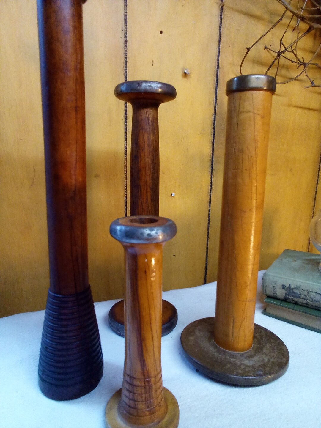 Bobbins / Antique Wooden Bobbin Collection / Four Wooden Bobbins Spools ...