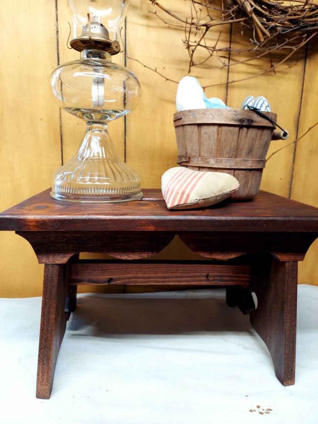 Stool / Unusual Design Vintage Stained Entryway Bench-foot Stool-step ...