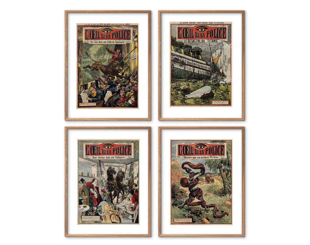 Old French Pulp Magazine Covers Digital Download Prints Titanic Cops ...