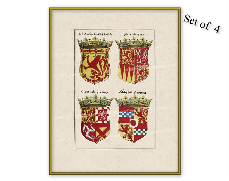 Heraldry Coat of Arms Print Download Medieval Armorial Shields European ...