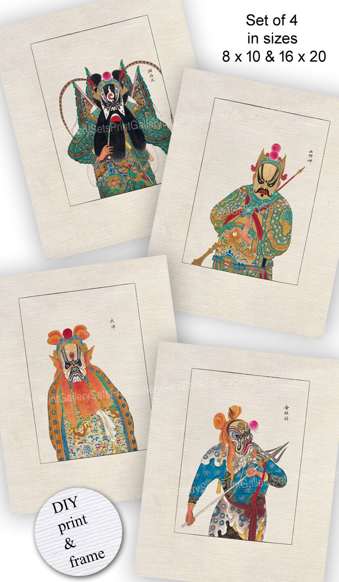 Peking Opera Chinese Musical Theatre Old 19th Century Print Set ...