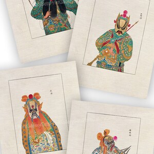 Peking Opera Chinese Musical Theatre Old 19th Century Prints Singers ...