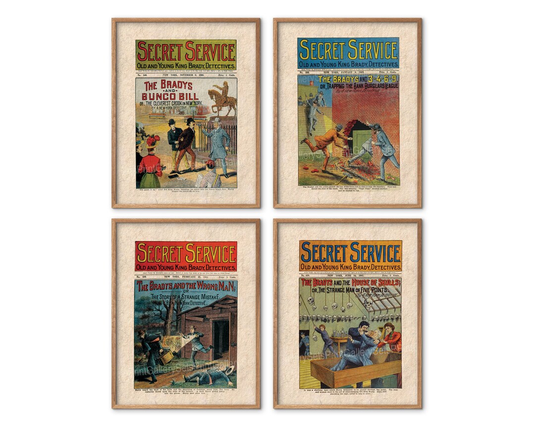Pulp Fiction Secret Service Prints Comic Magazine Novel Covers Vintage ...