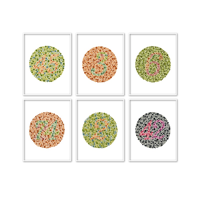Ishihara Eye Chart Color Blind Test Prints Printable Digital Download ...