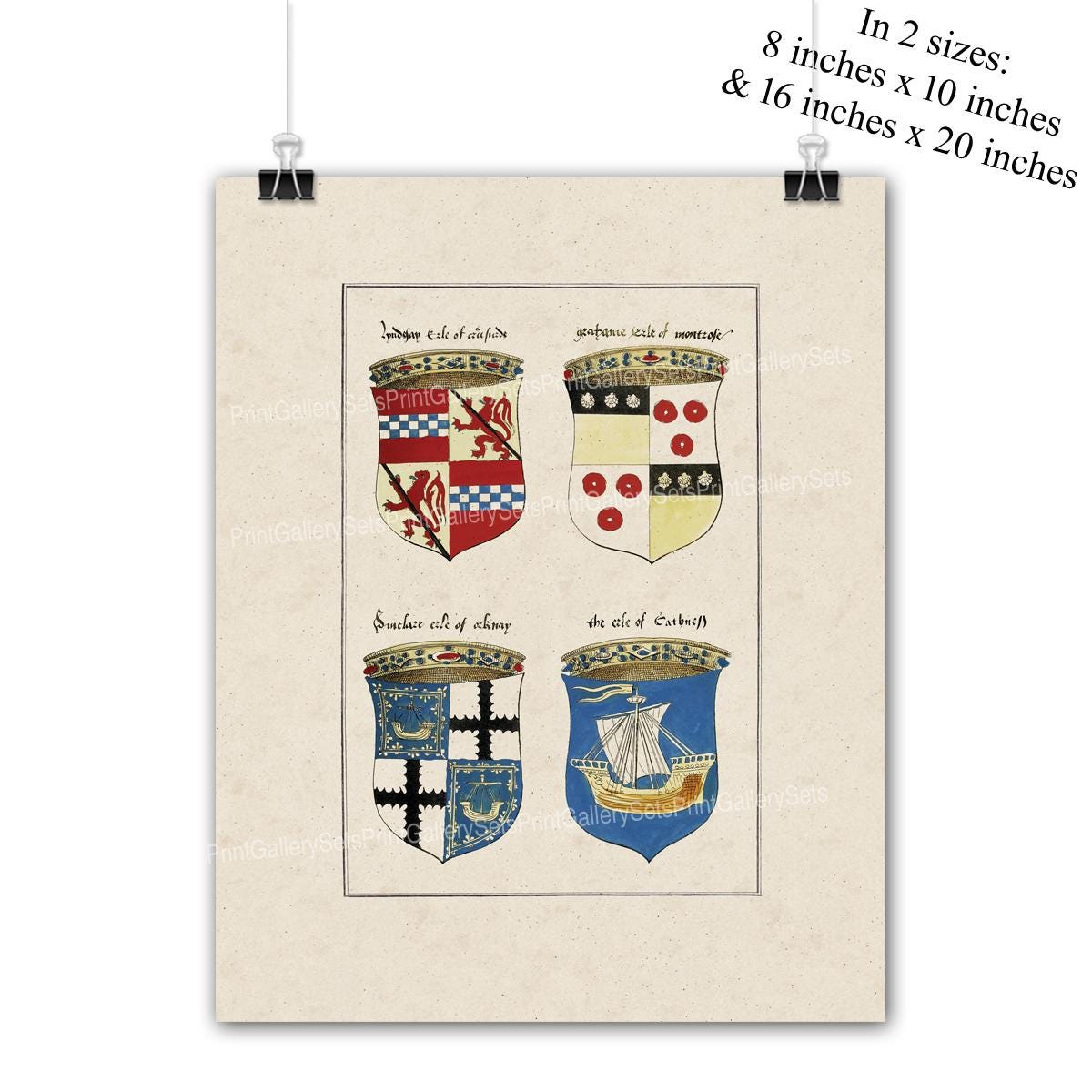 Heraldry Coat of Arms Print Download Medieval Armorial Shields European ...