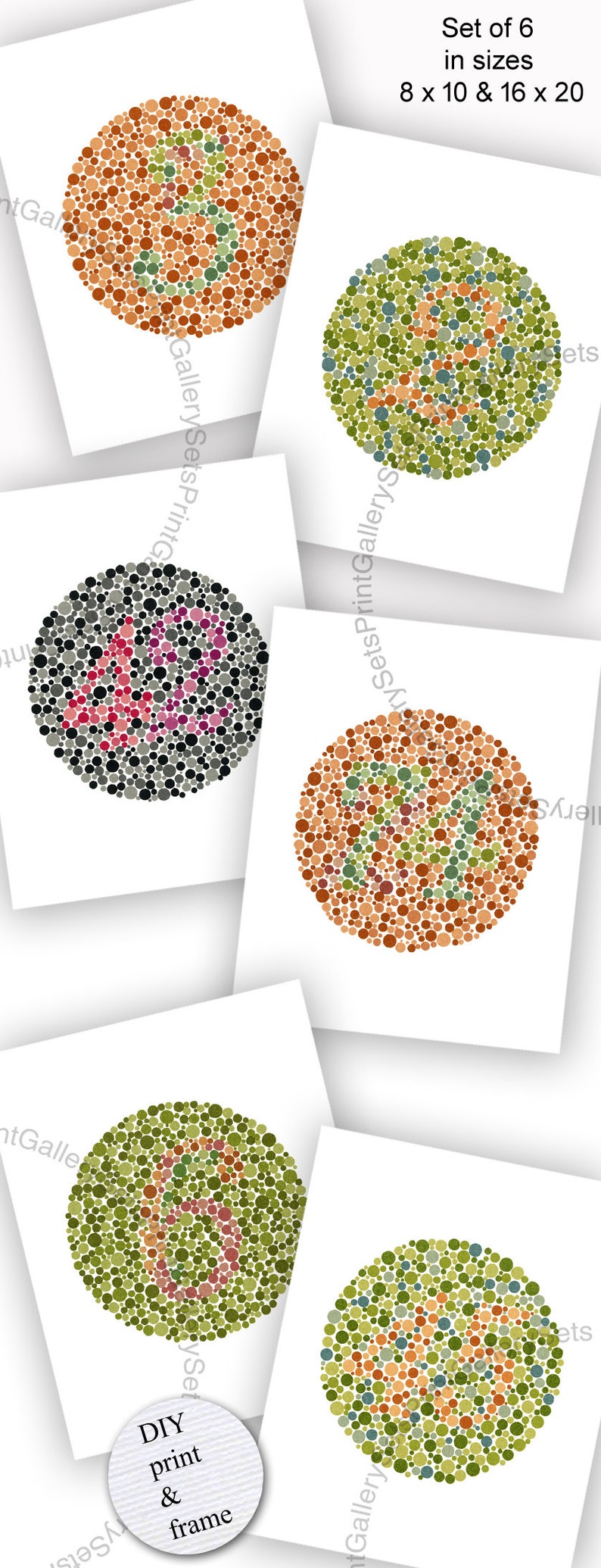 Ishihara Eye Chart Color Blind Test Prints Printable Digital Download ...