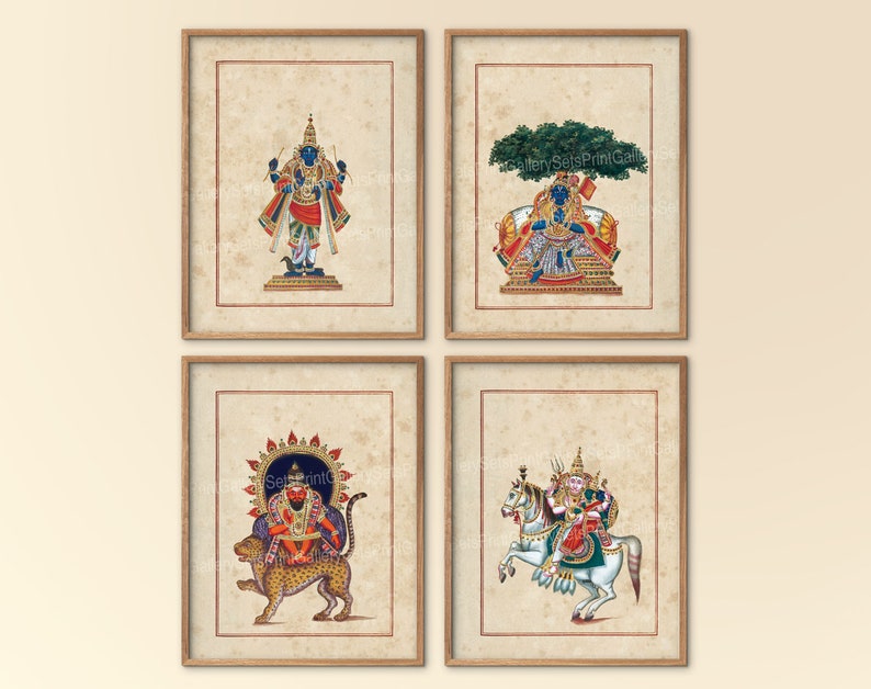 Hindu Gods Deities of India Digital Download Prints Antique Indian 19th ...