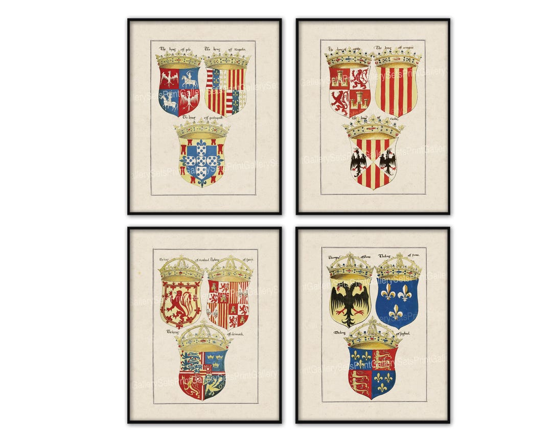 Coat of Arms Print Download Medieval Heraldry Armorial Shields European ...