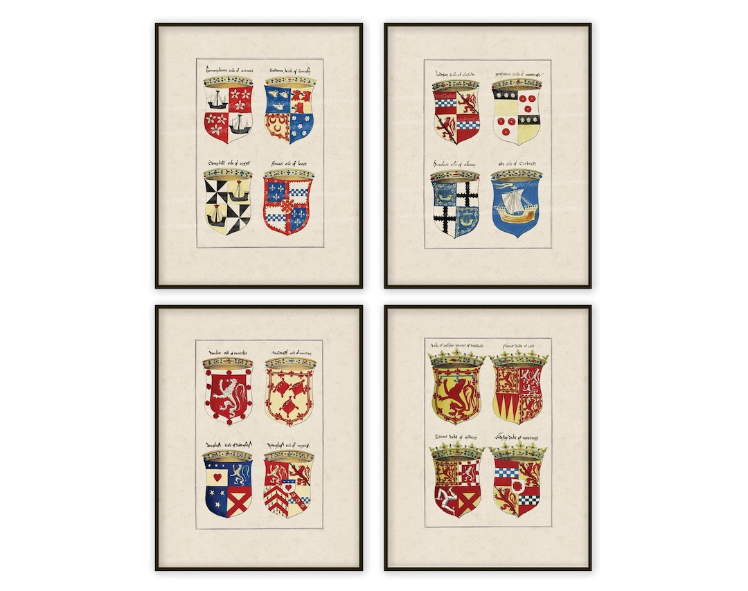 Heraldry Coat of Arms Print Download Medieval Armorial Shields European ...