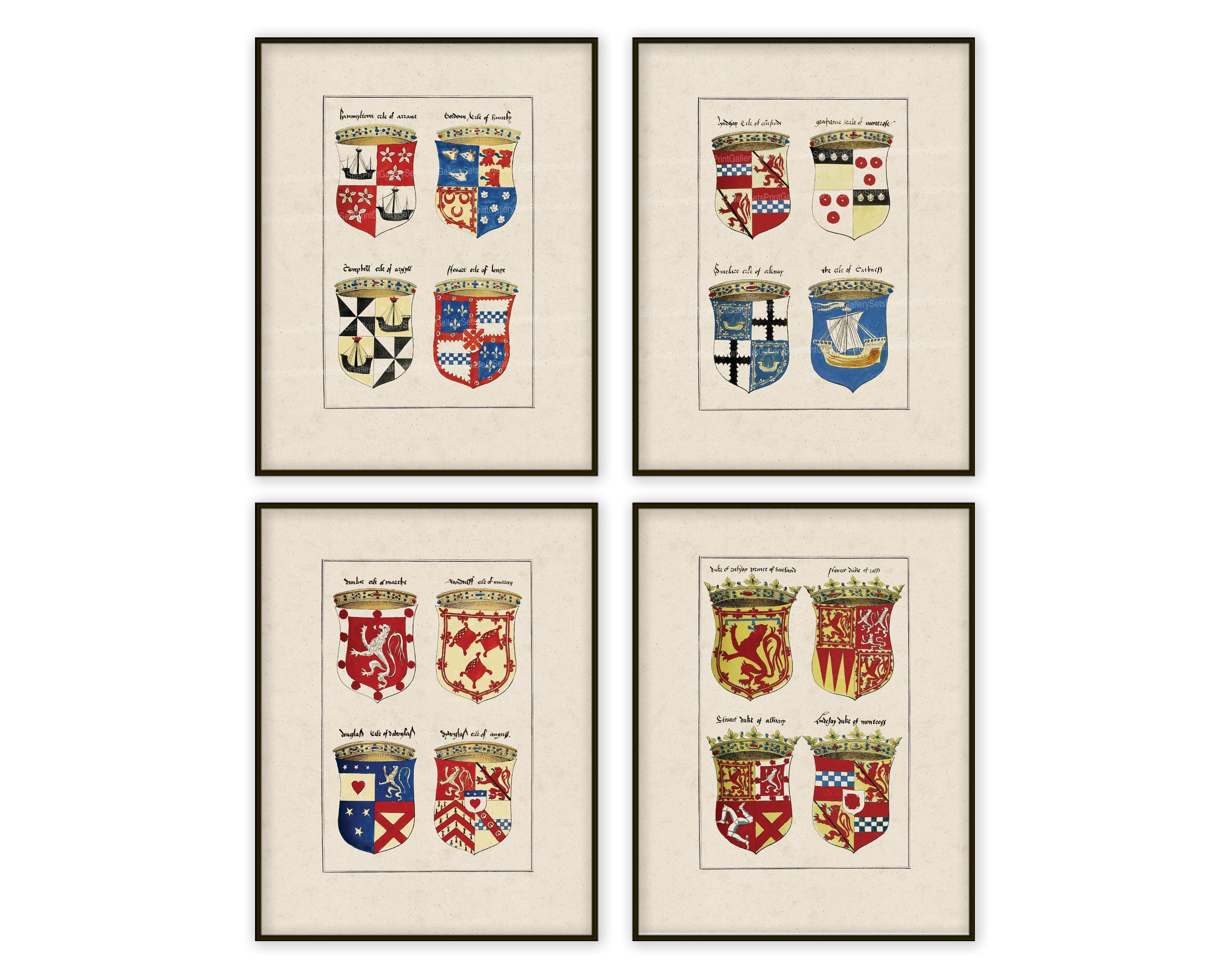 Heraldry Coat of Arms Print Download Medieval Armorial Shields European ...