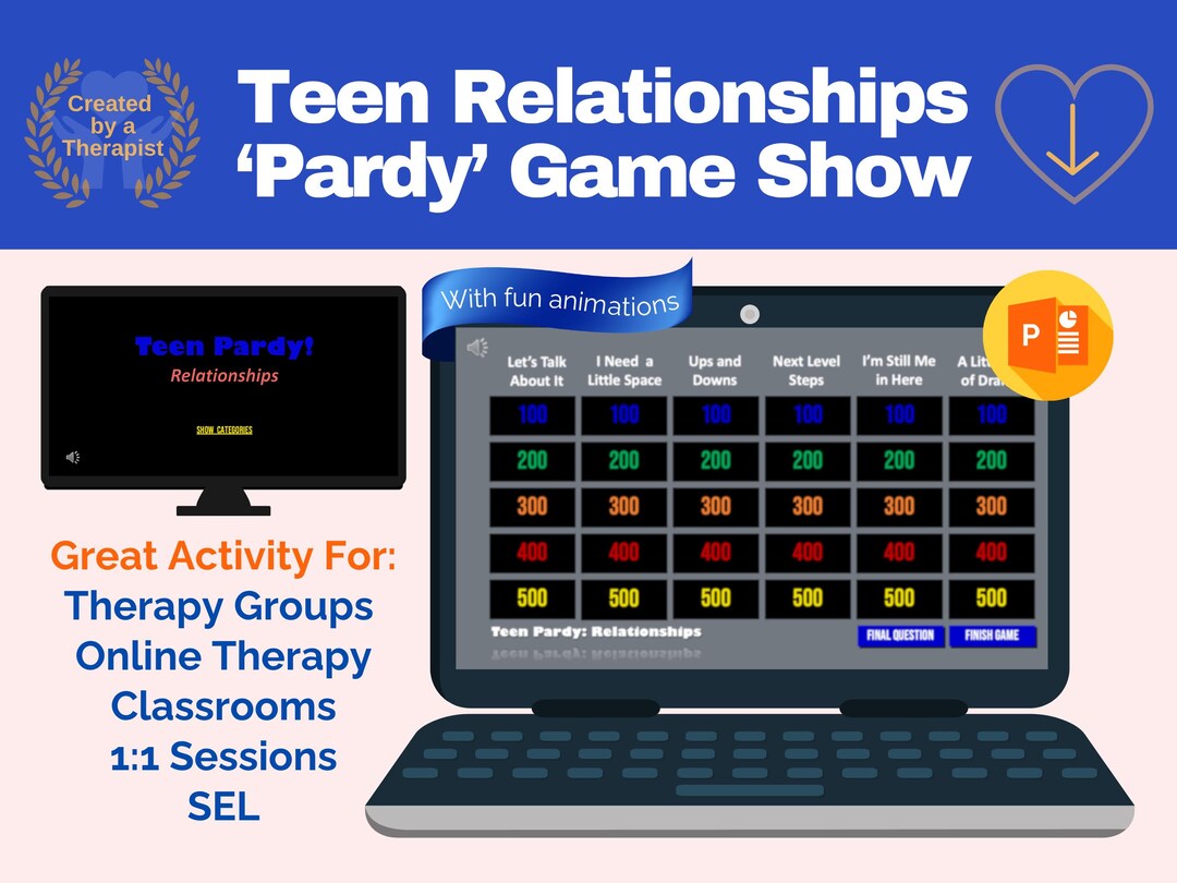 Teen Relationship Therapy Game: Powerpoint (or PDF) Jeopardy Style Game ...