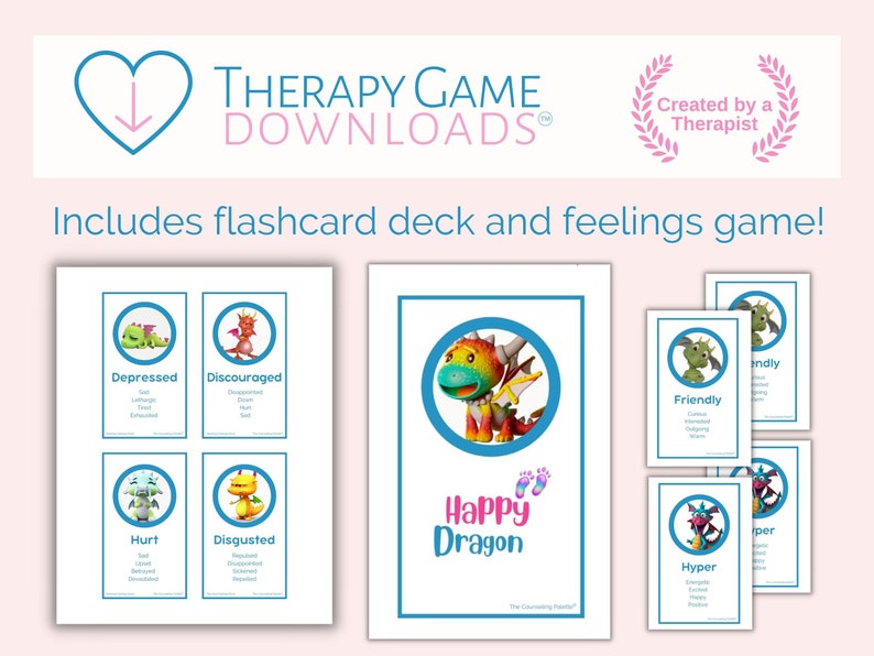 Dragon Emotions Flashcards: Feelings Go Fish Game (printable PDF ...