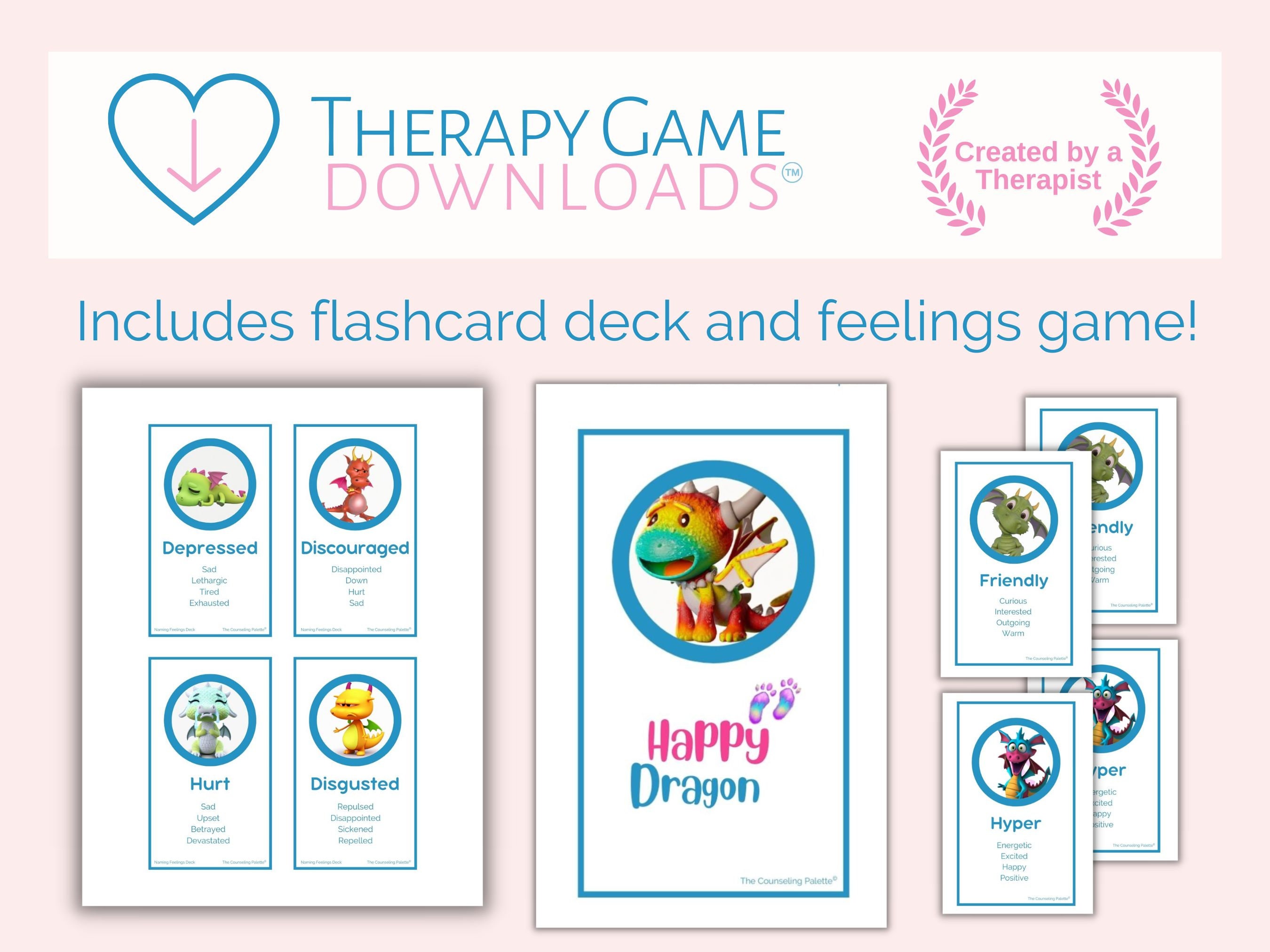 Kids Emotions, Feelings Flashcards Printable PDF, Dragon, Feelings Go ...