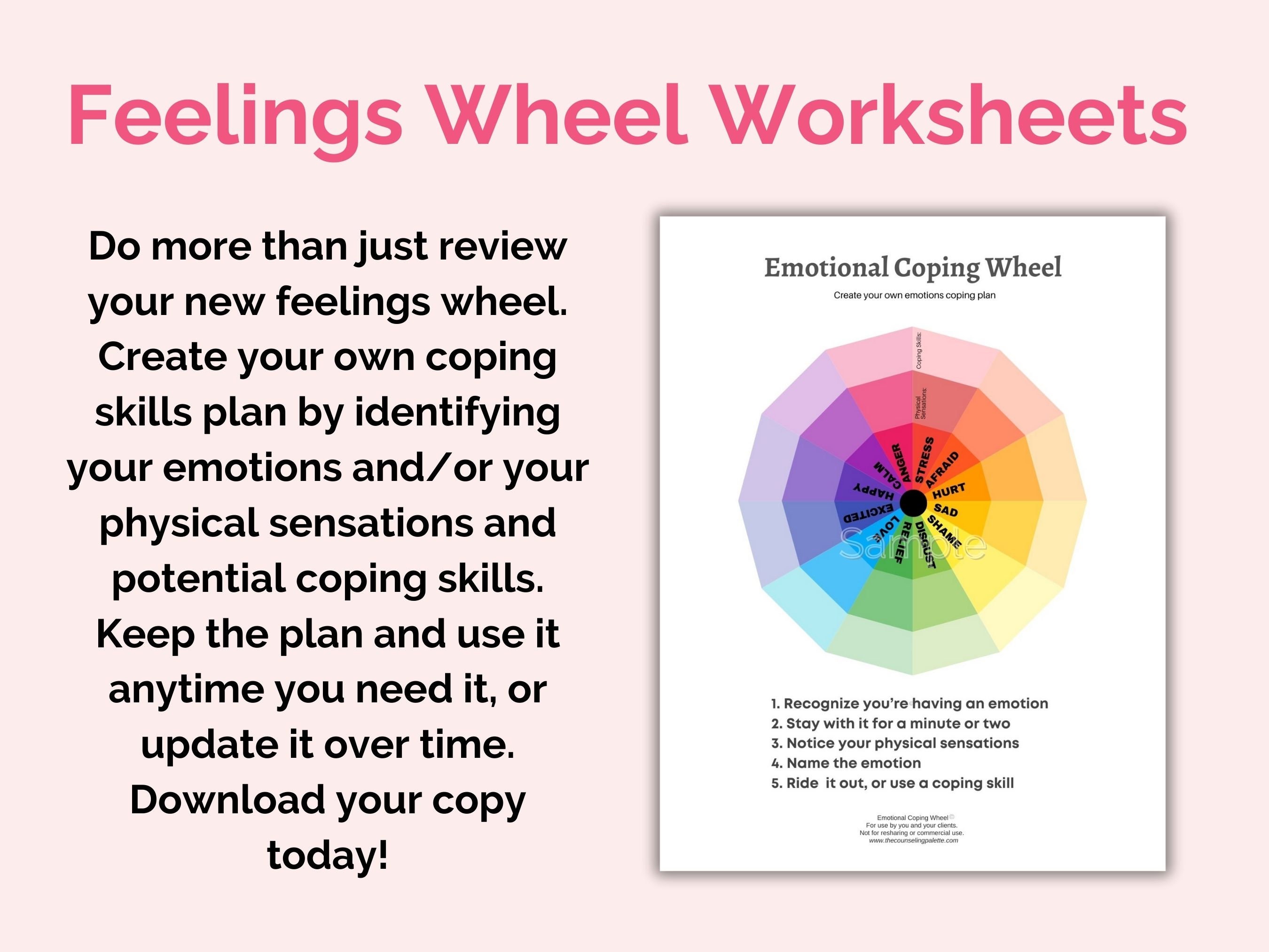 Emotions Wheel Poster: Coping Skills, Feelings Chart (PDF) - Etsy