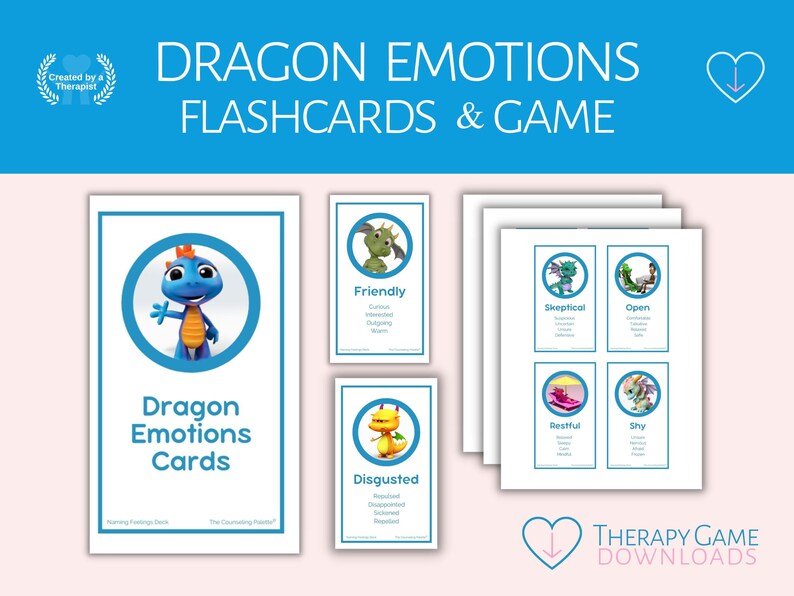 Kids Emotions, Feelings Flashcards Printable PDF, Dragon, Feelings Go ...
