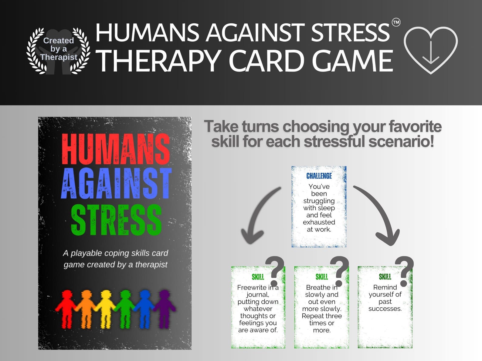 Humans Against Stress Card Game: Coping Skills & Challenges (printable ...