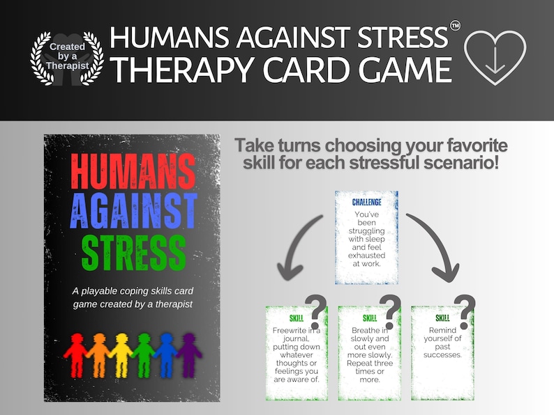 Humans Against Stress Card Game: Coping Skills & Challenges (printable ...