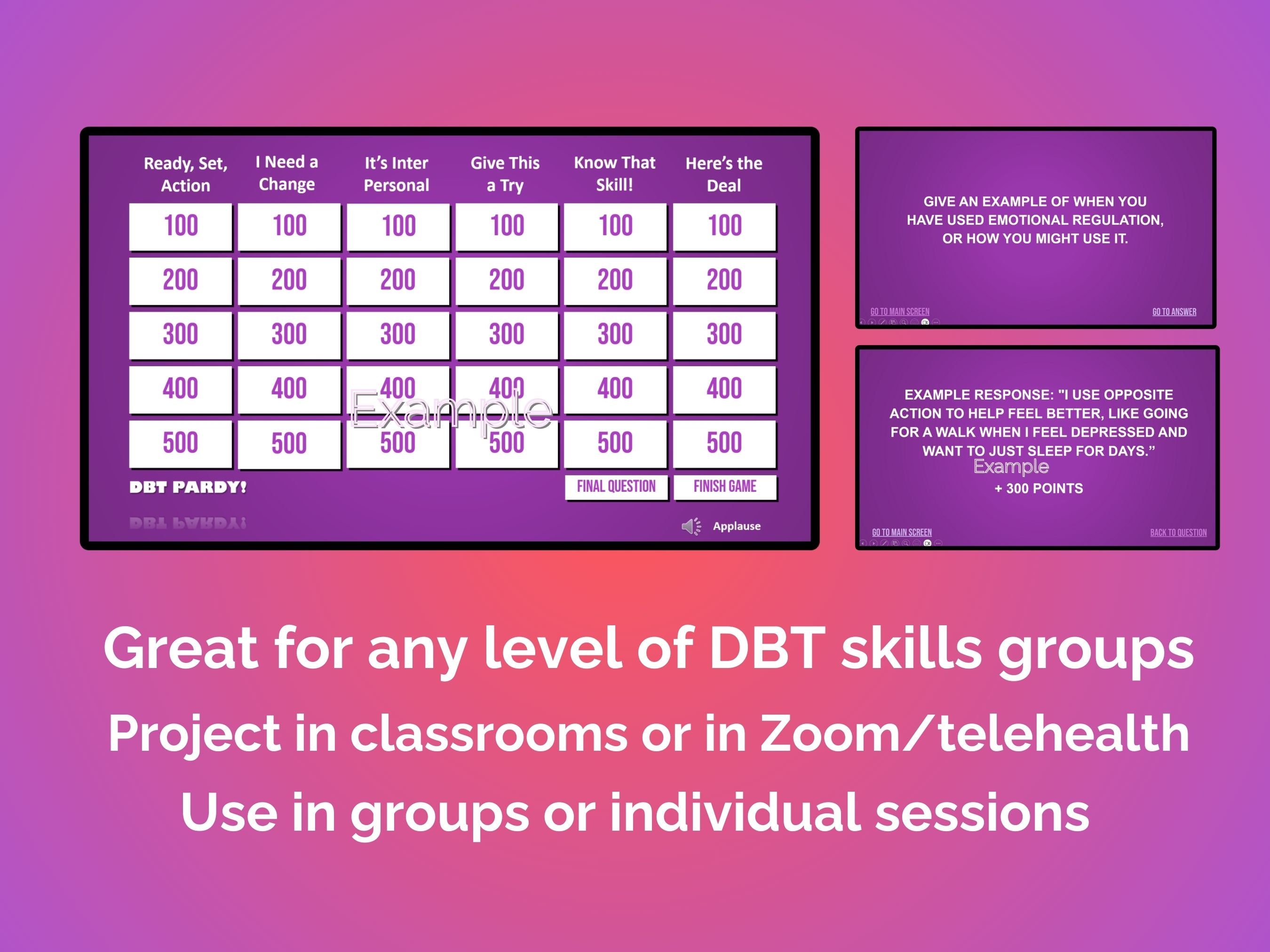 DBT Skills Quiz Show Game: Jeopardy-inspired Therapy (powerpoint & PDF ...