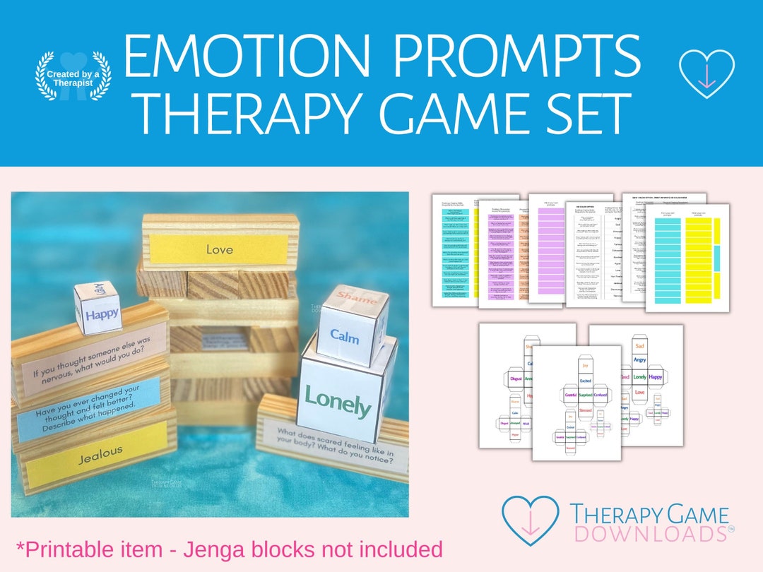 Therapy Game, Feelings Jenga, Feelings Dice, Emotion Prompts, Feelings ...