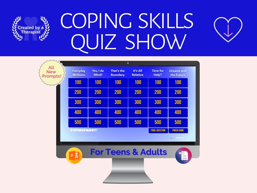 Coping Skills Jeopardy-inspired Quiz Show, Therapy Games for Teens and ...