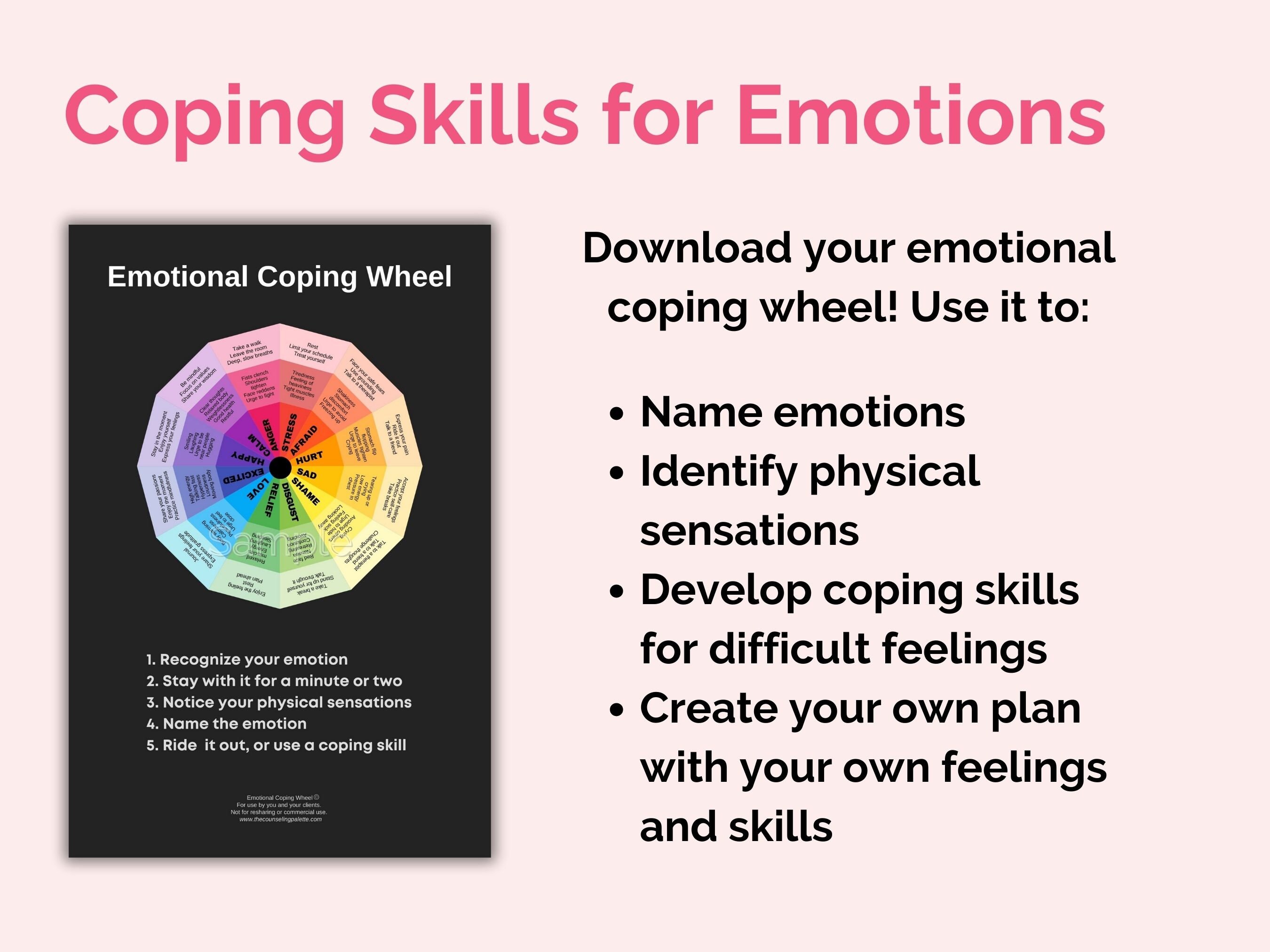 Emotions Wheel | Feelings Wheel Poster | Printable | DBT | CBT | Coping ...
