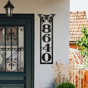 Metal Address Sign, Vertical House Numbers Plaque With Detailed ...