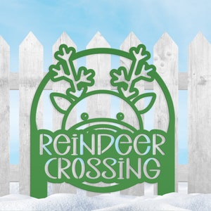 Outdoor Christmas Decorations, Metal Reindeer Crossing Sign for the ...