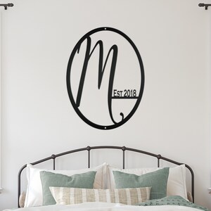 Monogram Established Date, Wall Hanging, Black Letter Sign Wedding Gift ...