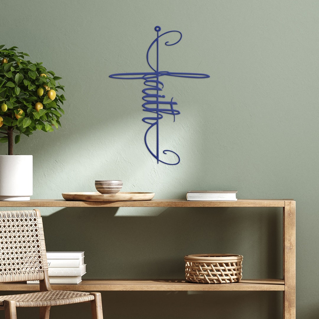 Faith Cross Wall Hanging Metal Sign Faith Christian Wall Art Faith ...