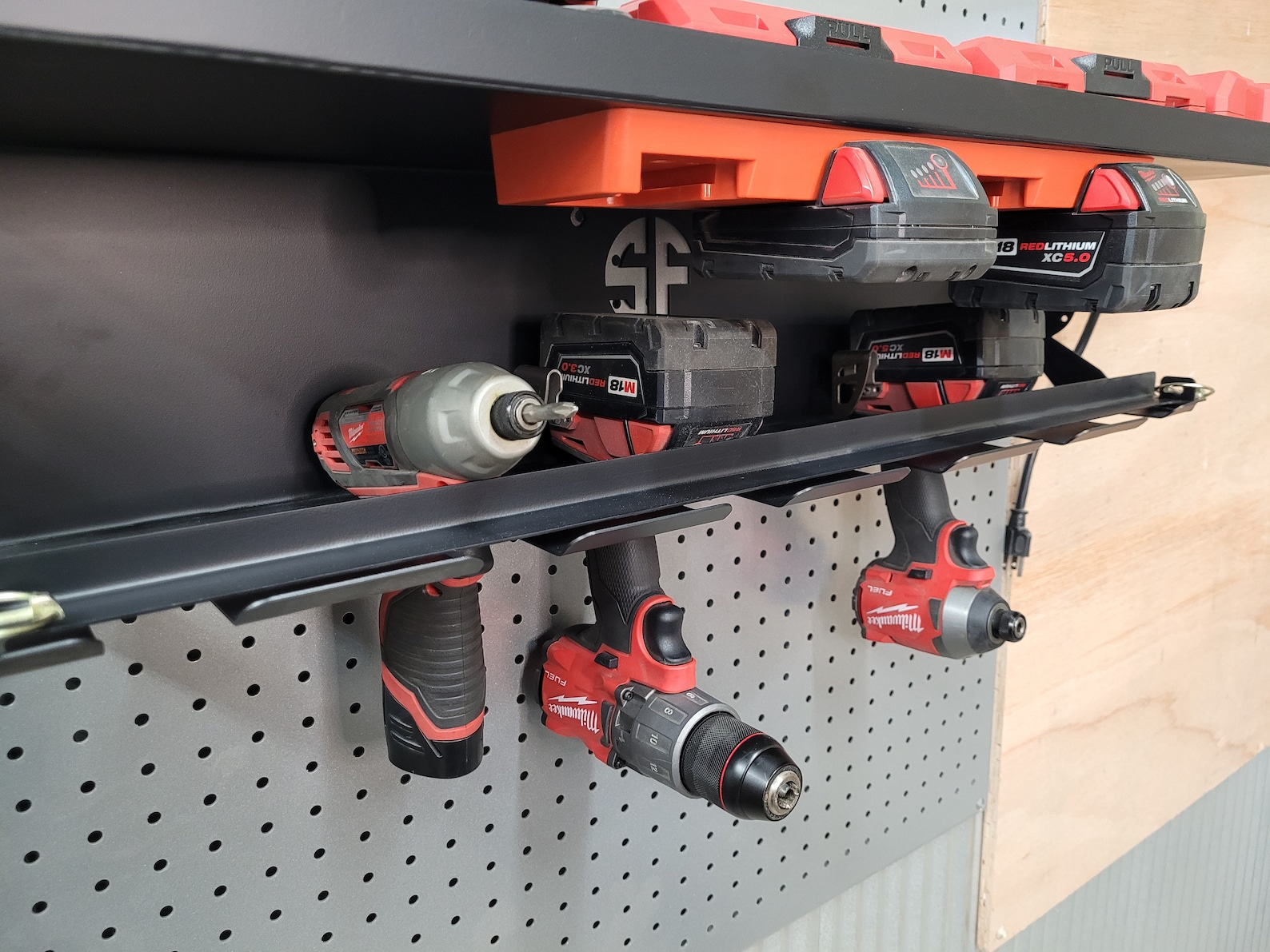 Work Trailer Cordless Drill Rack With Locking Bar and Battery Rack ...