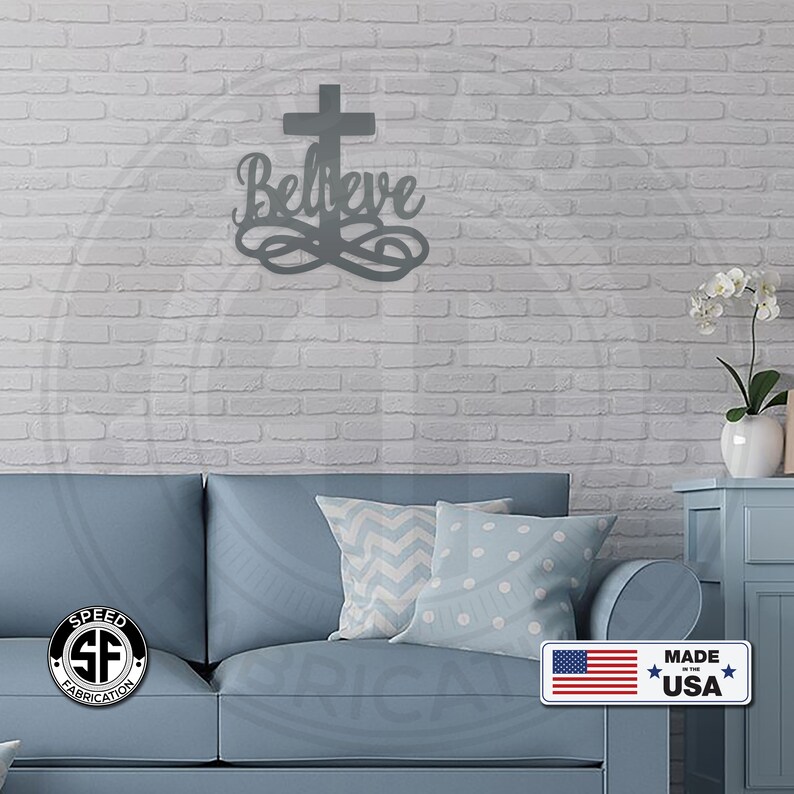 Believe Cross Metal Sign - Etsy