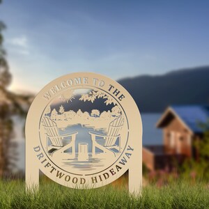 Outdoor Metal Sign With Lake Scene, Personalized Address or Lake Lot ...