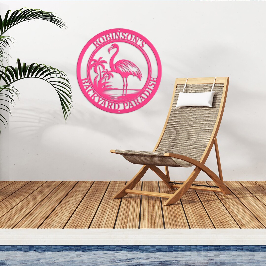 Tropical Flamingo Metal Sign - Personalized Wording or Address Marker ...