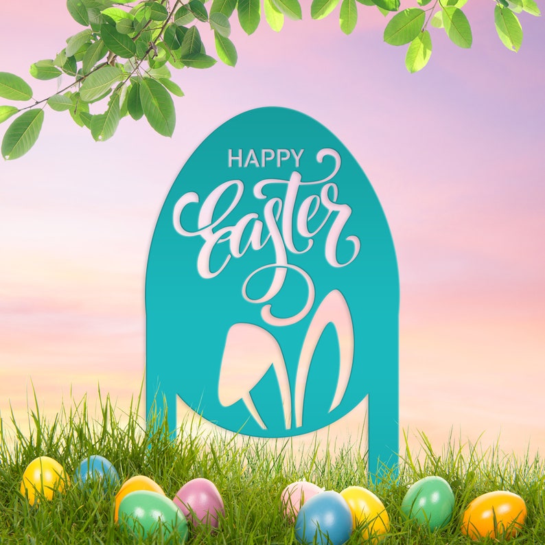 Happy Easter Metal Yard Stake - Easter Egg - Easter Bunny - Etsy