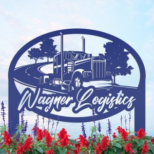 Semi Truck Yard Sign, Custom Metal Diesel Shop Outdoor Business Sign ...