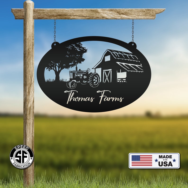 Personalized Tractor and Barn Metal Sign Family Farm Sign - Etsy