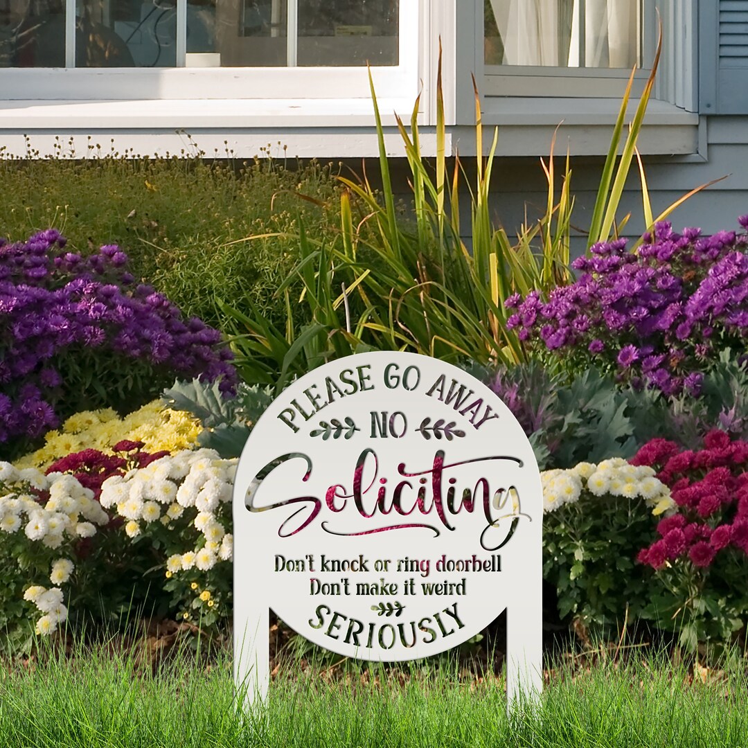 No Soliciting Yard Stake - Funny Metal Sign for Home Decor - Outdoor ...