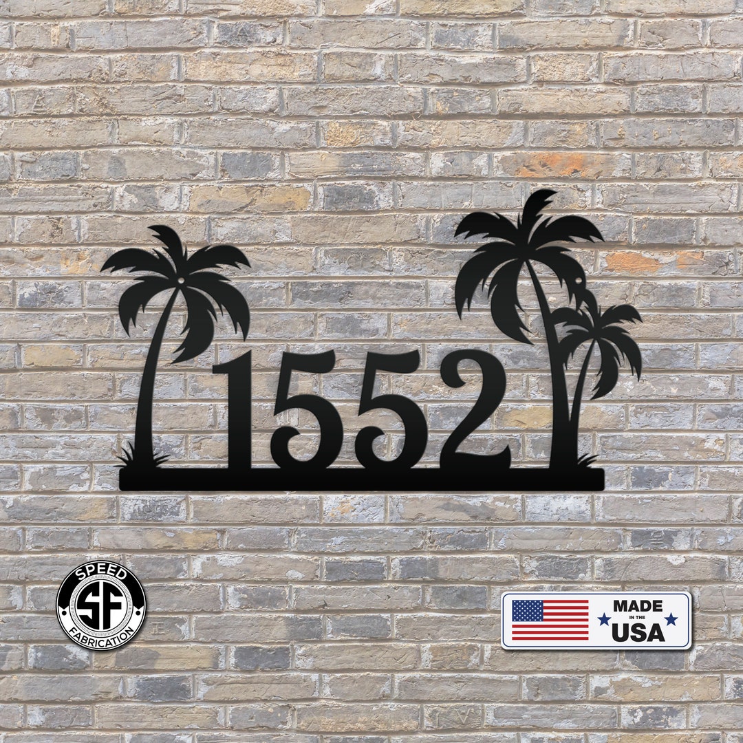 Tropical Palm Tree Metal Address Sign Beach House Address - Etsy