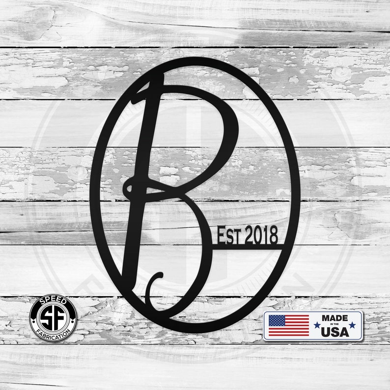 Monogram Established Date Wall Hanging Black Letter Sign - Etsy