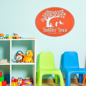 Custom Oval Daycare Business Metal Sign - Child Daycare-preschool Sign ...