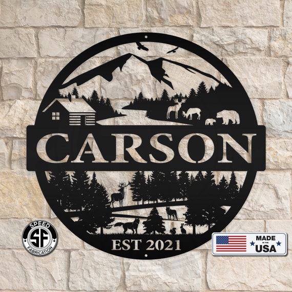 Personalized Mountain Scene Metal Sign Custom Sign With Deer - Etsy