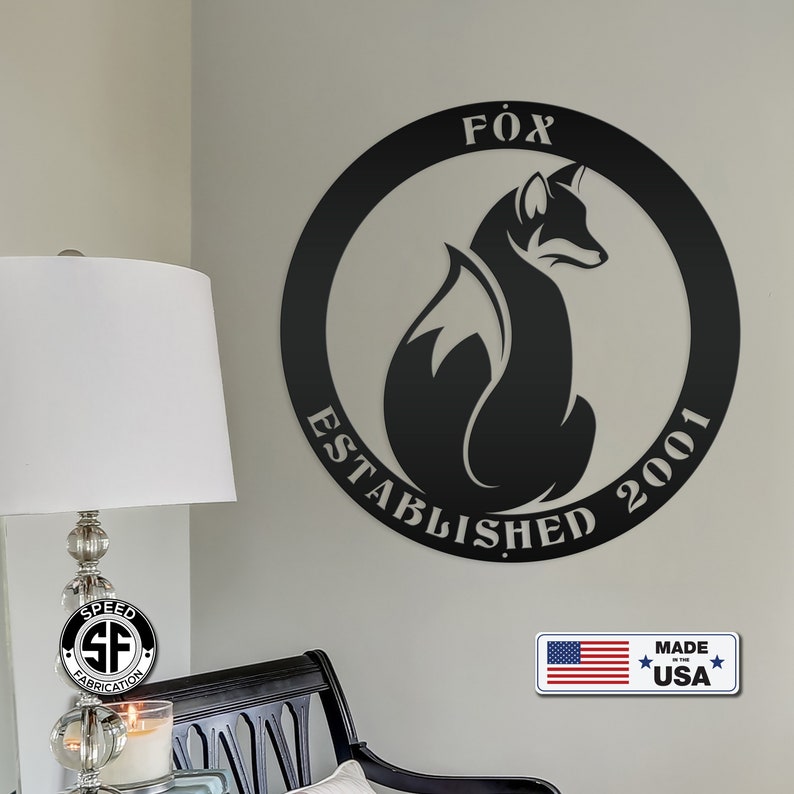 Personalized Fox Sign With Established Date - Etsy