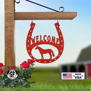 Horseshoe Welcome Metal Sign - Etsy