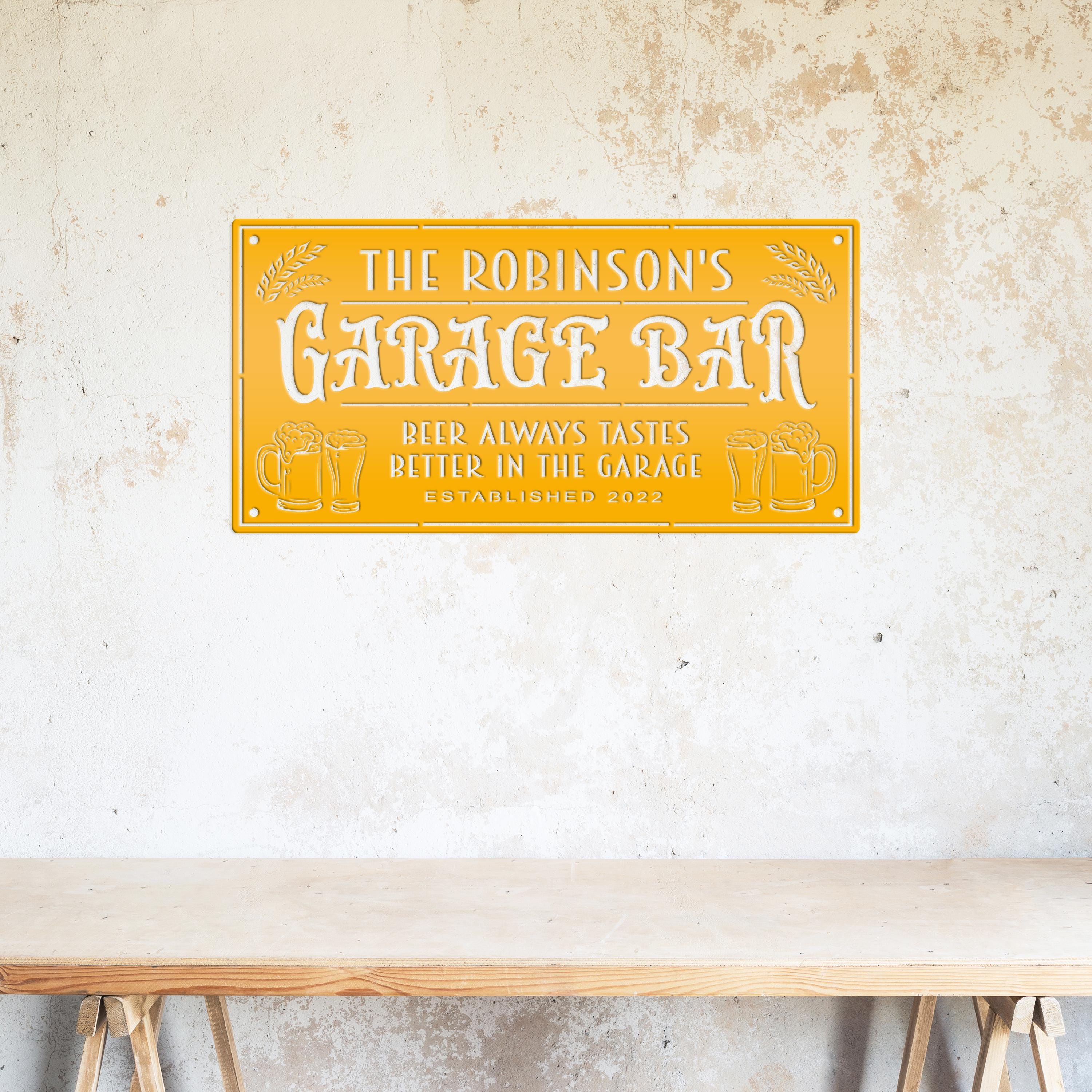 Custom Garage Bar Sign With Last Name Personalized Metal Garage Sign ...