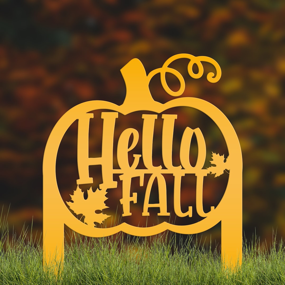 Fall Metal Yard Stake, Outdoor Hello Fall Pumpkin Decor, Seasonal Front ...