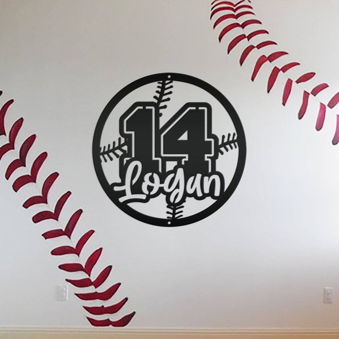 Personalized Baseball Name and Number Metal Sign - Etsy