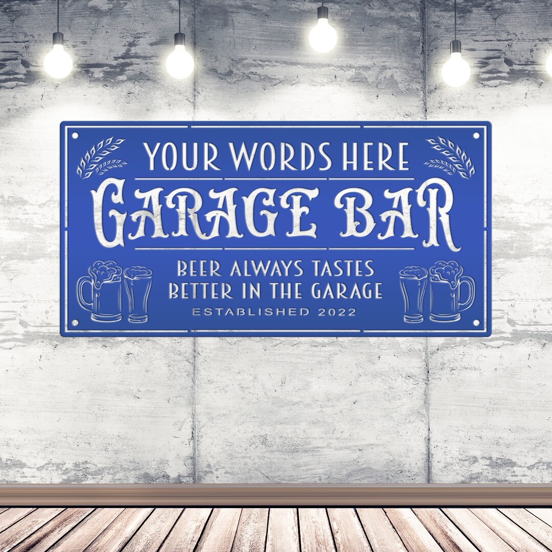 Custom Garage Bar Sign With Last Name Personalized Metal Garage Sign ...