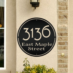 Personalized Round Address Metal Sign - Modern Address Signs - Etsy
